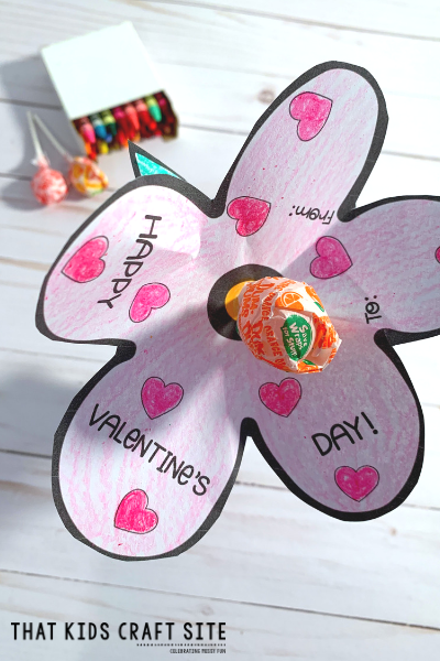 Lollipop Flower Valentines with FREE PRINTABLE That Kids Craft Site
