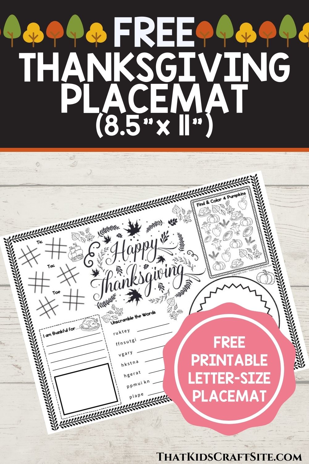 Printable Thanksgiving Placemat - That Kids' Craft Site
